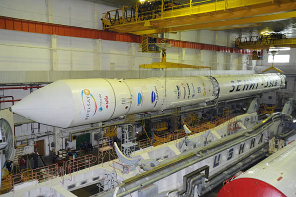 Spaceflight Now | Zenit | Land Launch rocket rolls out