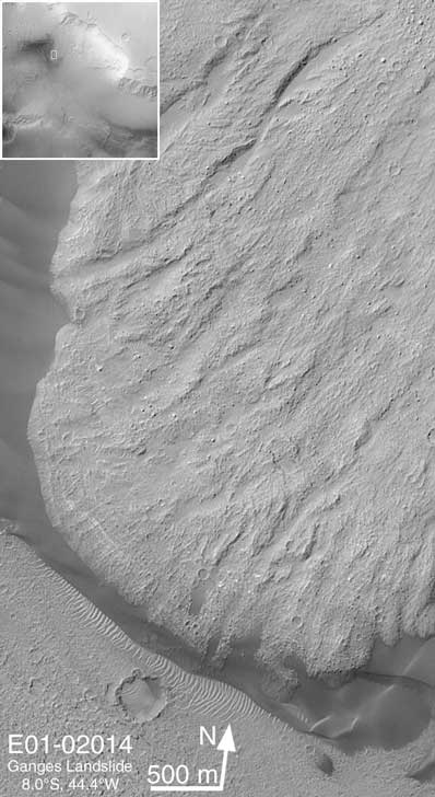 Spaceflight Now | Breaking News | Mars orbiter sees landslide