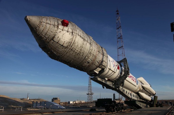 Spaceflight Now | Photos: Proton rolls out for navigation mission