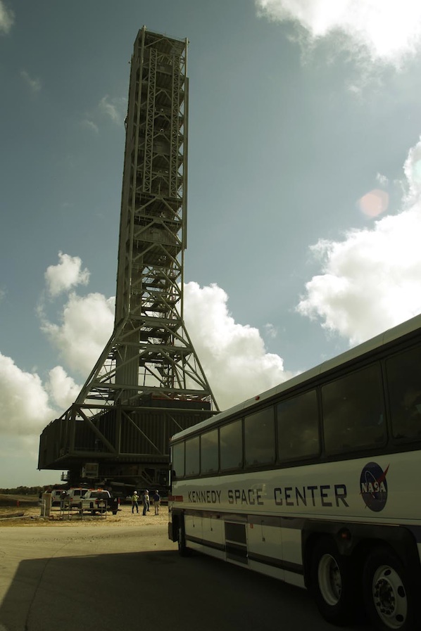 Spaceflight Now | Breaking News | Photos: Mobile launch tower heads for pad
